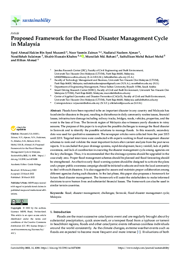 (PDF) Proposed Framework for the Flood Disaster Management Cycle in ...