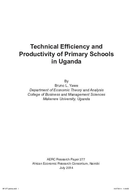(PDF) Technical Efficiency and Productivity of Primary Schools in Uganda