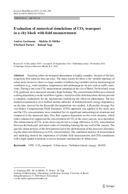 (PDF) Evaluation of numerical simulations of CO2 transport in a city ...