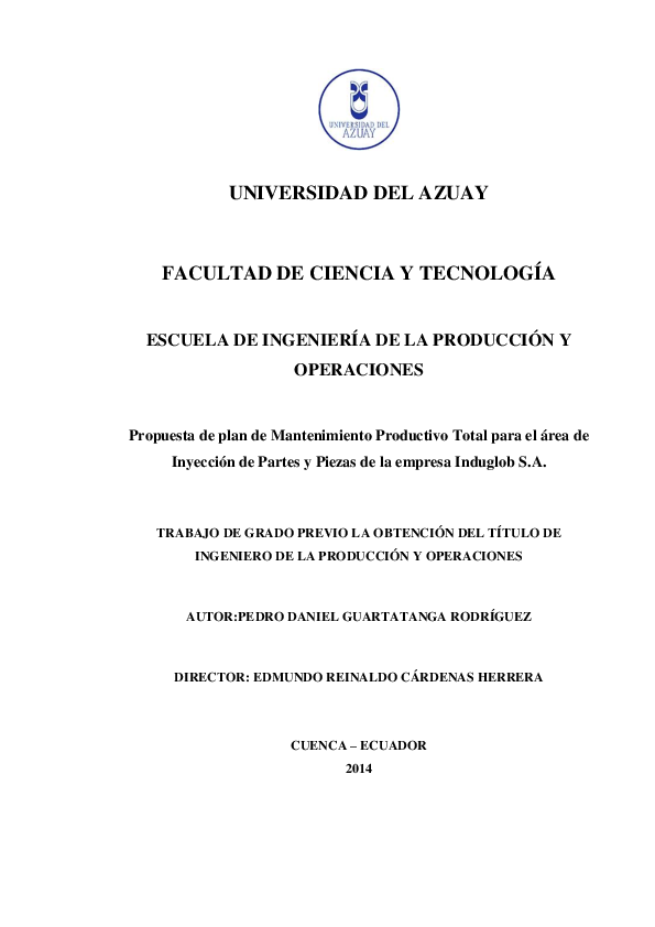 (PDF) Propuesta de plan de Mantenimiento Productivo Total para el área ...