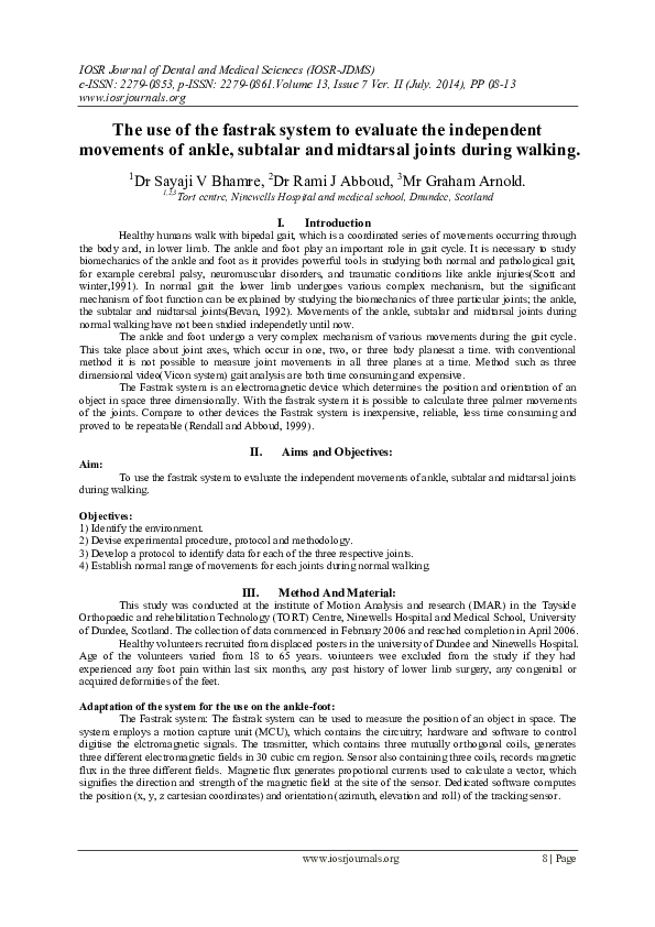 (PDF) The use of the fastrak system to evaluate the independent ...