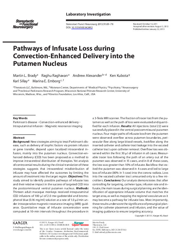 (PDF) Pathways of infusate loss during convection-enhanced delivery ...
