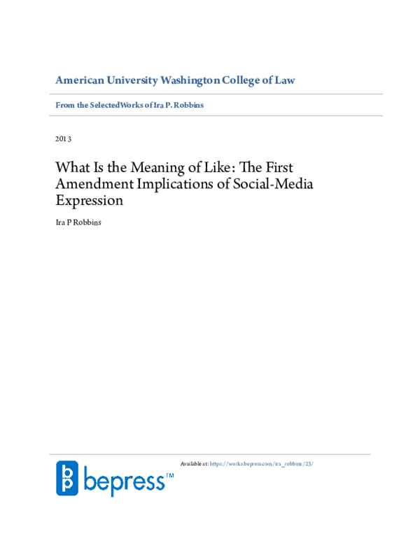 (PDF) What Is the Meaning of 'Like'?: The First Amendment Implications ...