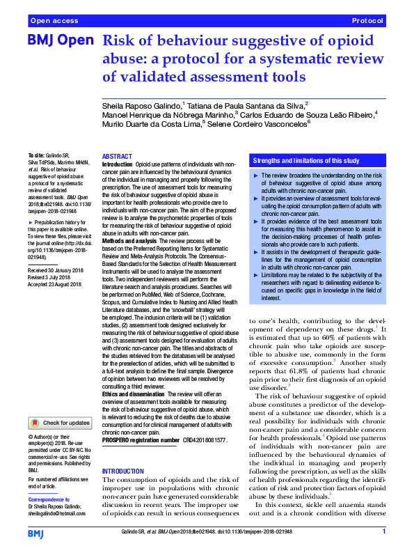 (PDF) Risk of behaviour suggestive of opioid abuse: a protocol for a ...