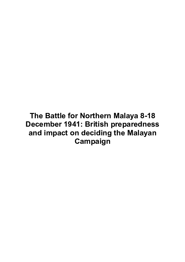 (DOC) The Battle for Northern Malaya 8-18 December 1941: British ...