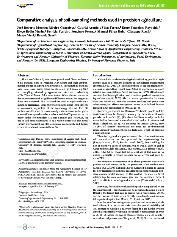 (PDF) Comparative analysis of soil-sampling methods used in precision ...