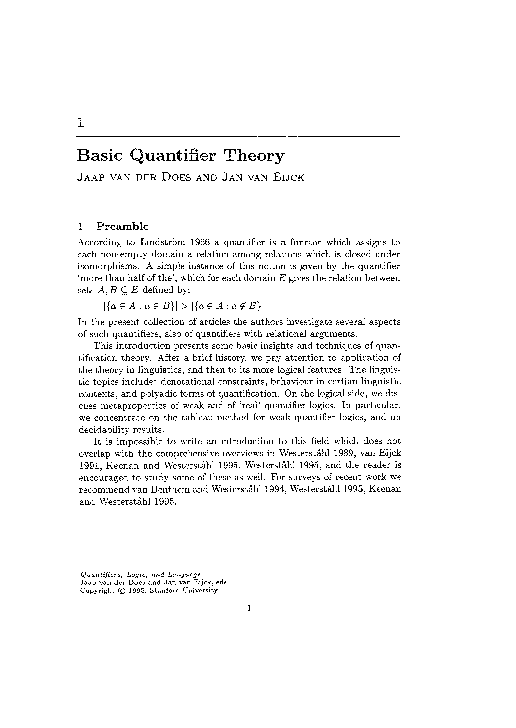 (PDF) Basic quantifier theory
