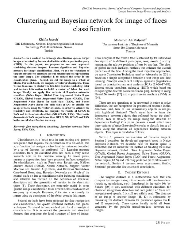 Pdf Clustering And Bayesian Network For Image Of Faces Classification