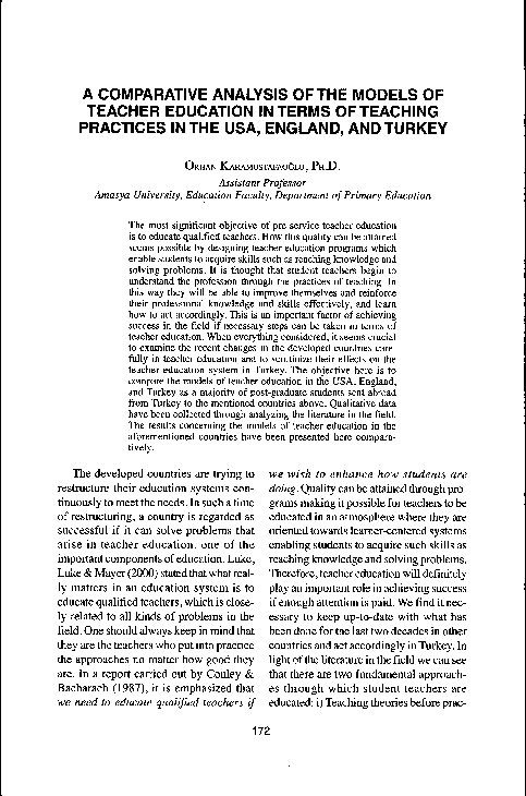 (PDF) A Comparative Analysis of the Models of Teacher Education in ...