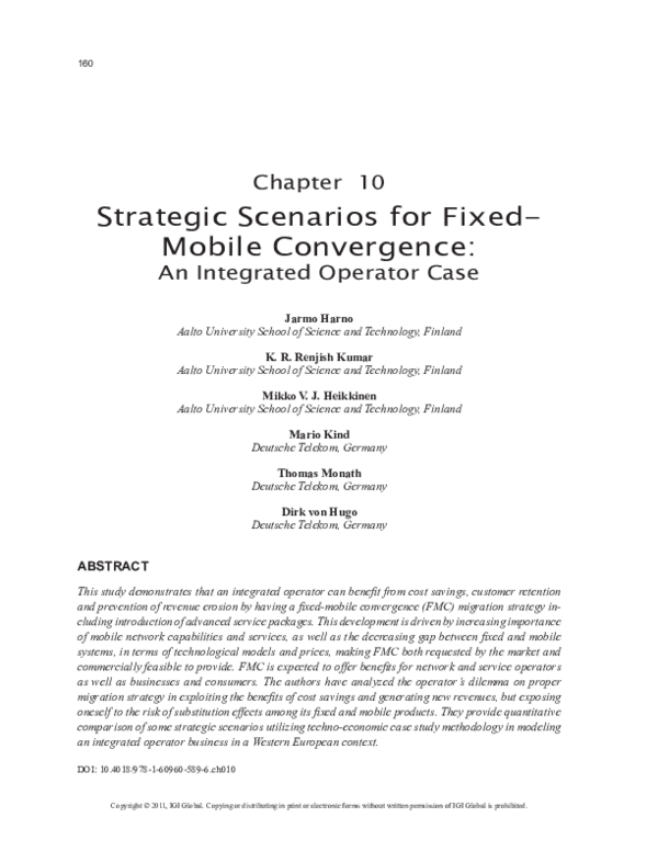 (PDF) Strategic Scenarios for Fixed-Mobile Convergence