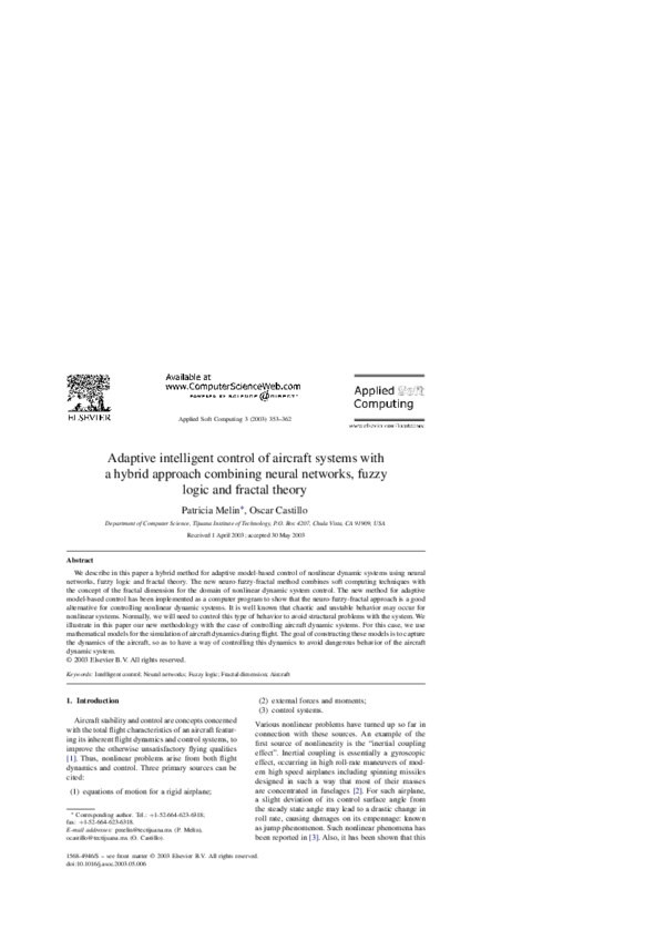 (PDF) Adaptive intelligent control of aircraft systems with a hybrid approach combining neural ...