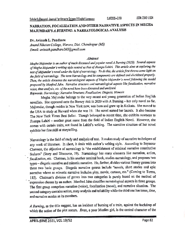 (PDF) Narration, Focalization and other Narrative Aspects in Megha ...