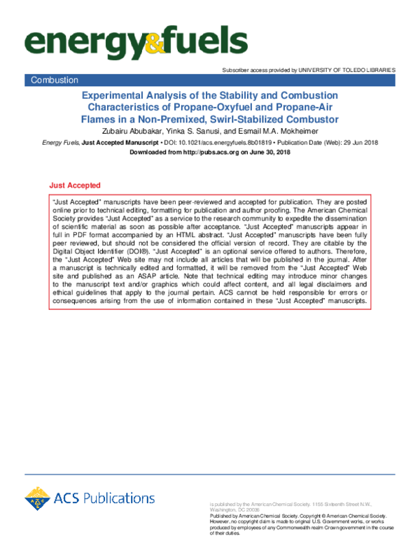 (PDF) Experimental Analysis of the Stability and Combustion ...