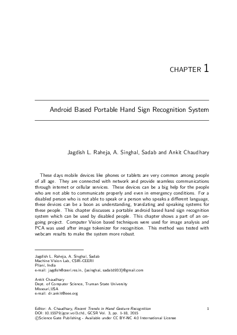 (PDF) Android based Portable Hand Sign Recognition System