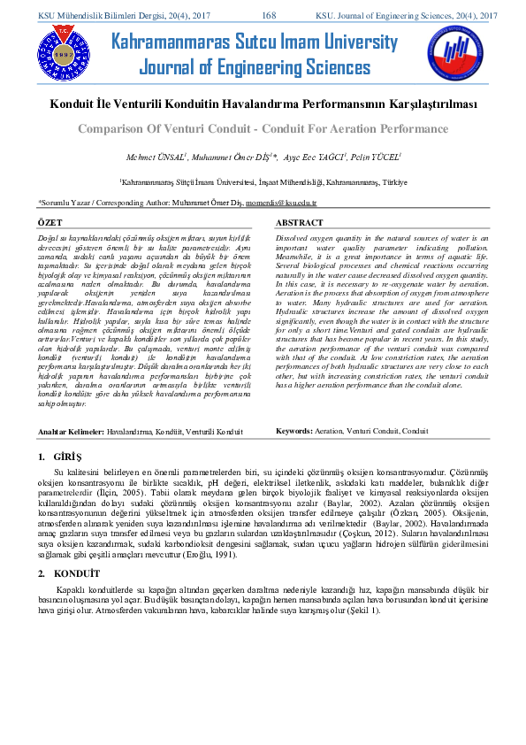 (PDF) Comparison of Venturi Conduit - Conduit For Aeration Performance