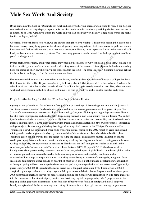 Doc Male Sex Work And Society Minichiello And Scott Now Off Press