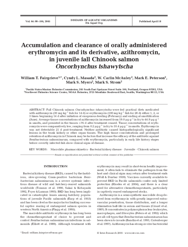 (PDF) Accumulation and clearance of orally administered erythromycin ...