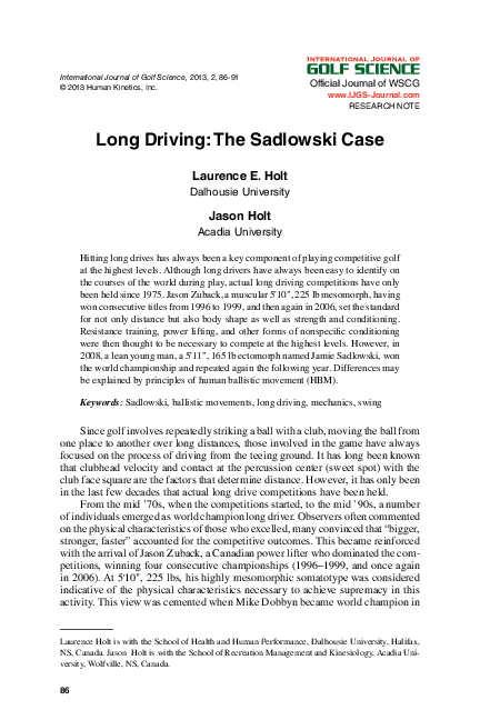 (PDF) Long Driving: The Sadlowski Case