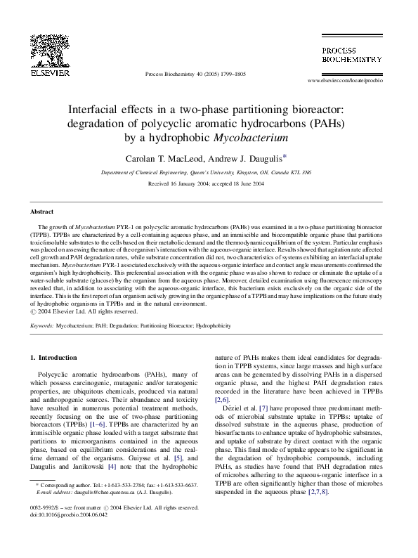 (PDF) Interfacial effects in a two-phase partitioning bioreactor ...