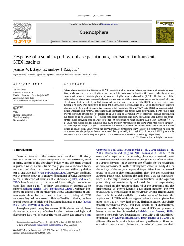 (PDF) Response of a solid–liquid two-phase partitioning bioreactor to ...