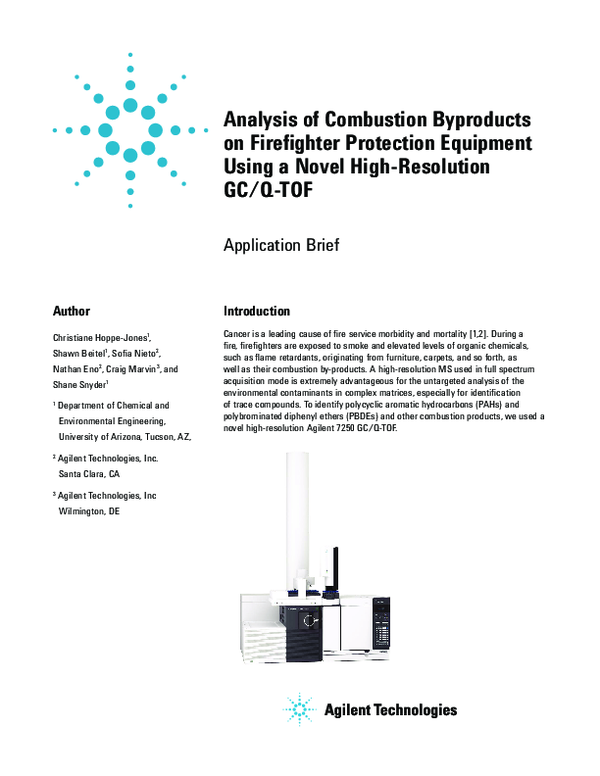 (PDF) Analysis of Combustion Byproducts on Firefighter Protection Equipment Using a Novel High ...