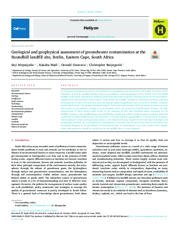 (PDF) Geological and geophysical assessment of groundwater ...