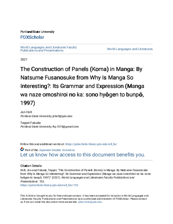 (PDF) The Construction of Panels (Koma) in Manga: By Natsume Fusanosuke ...