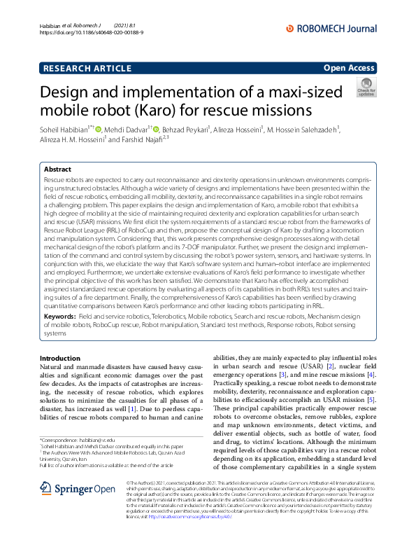 Pdf Design And Implementation Of A Maxi Sized Mobile Robot Karo For Rescue Missions
