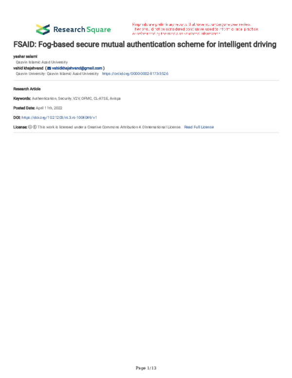 Pdf Fsaid Fog Based Secure Mutual Authentication Scheme For
