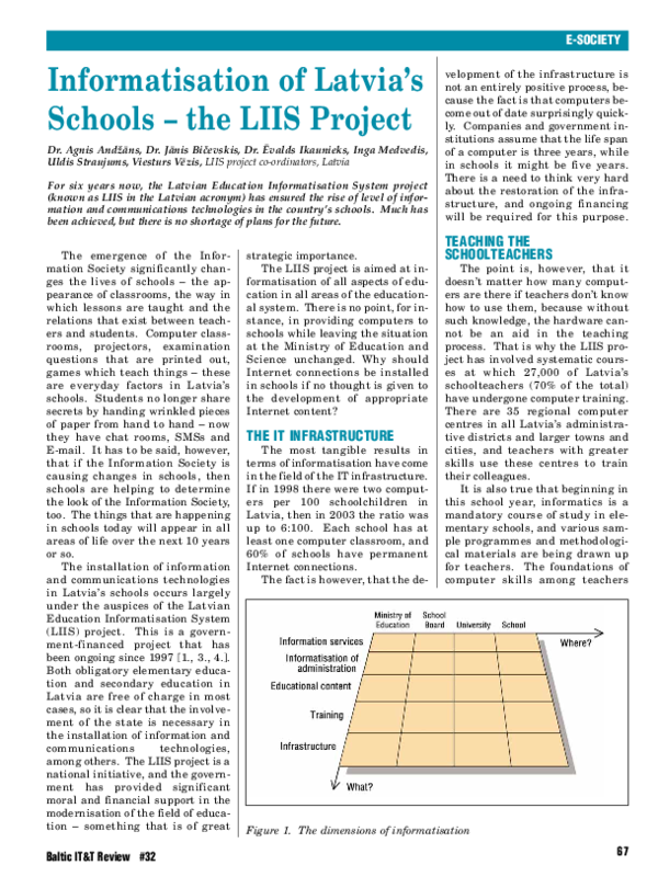(PDF) Informatisation of Latvian Schools - The LIIS Project | Evalds ...