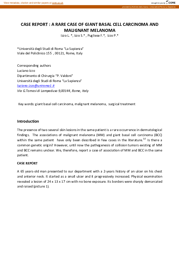 (PDF) Case report. A rare case of giant basal cell carcinoma and ...