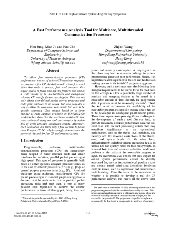 Pdf A Fast Performance Analysis Tool For Multicore Multithreaded