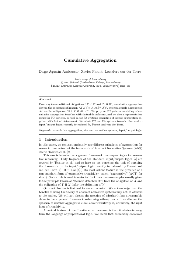(PDF) Cumulative aggregation