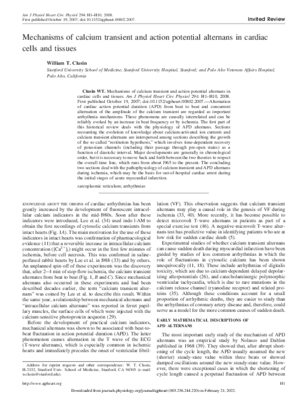 (PDF) Mechanisms of calcium transient and action potential alternans in ...