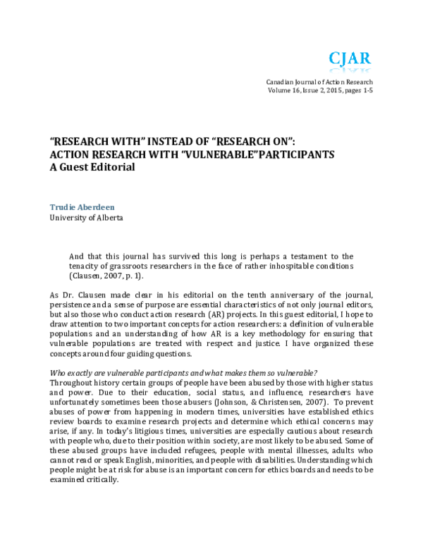 (PDF) “Research With” Instead of “Research On”: Action Research with ...