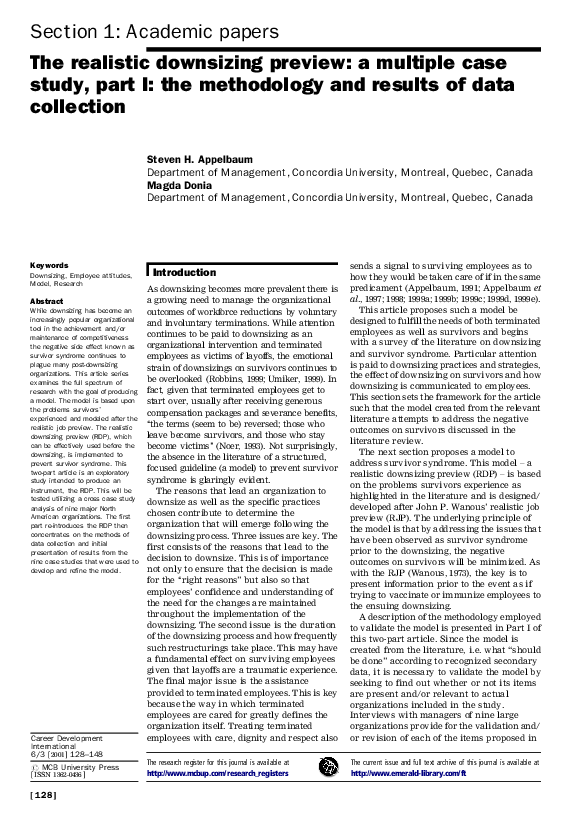 (PDF) The realistic downsizing preview: a multiple case study, part II ...