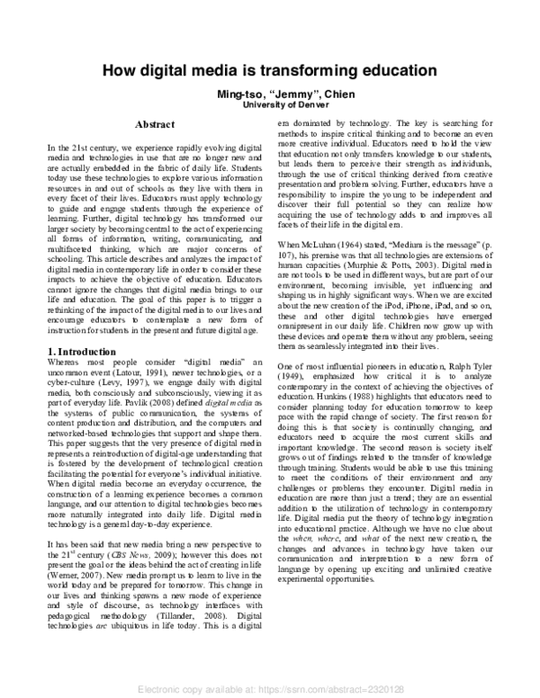 (PDF) How Digital Media is Transforming Education