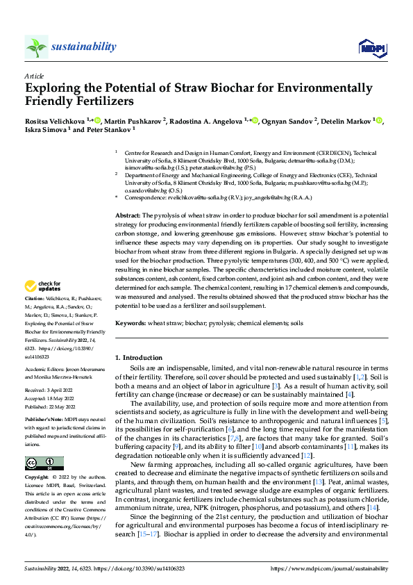 (PDF) Exploring the Potential of Straw Biochar for Environmentally ...