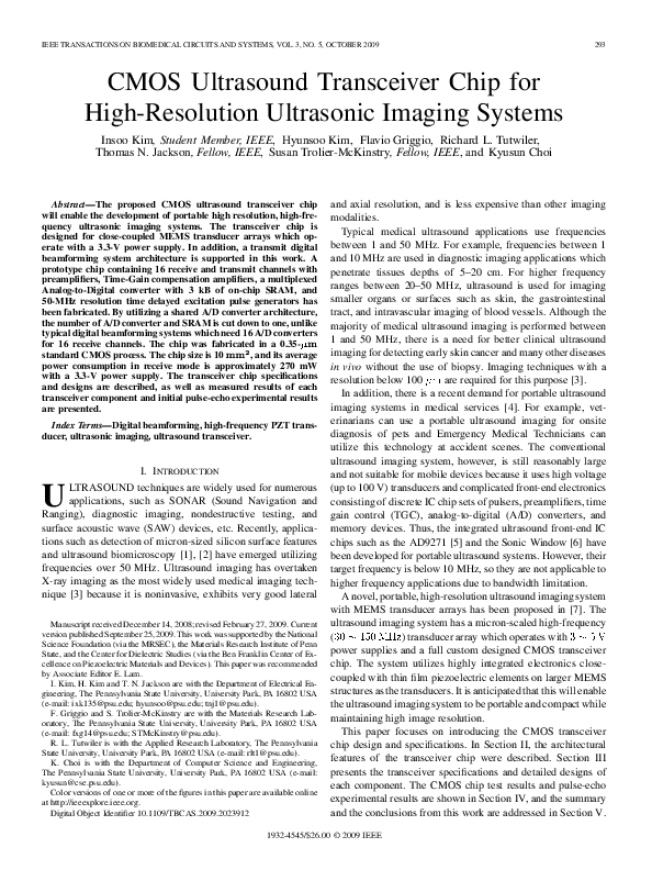 (PDF) CMOS Ultrasound Transceiver Chip for High-Resolution Ultrasonic ...