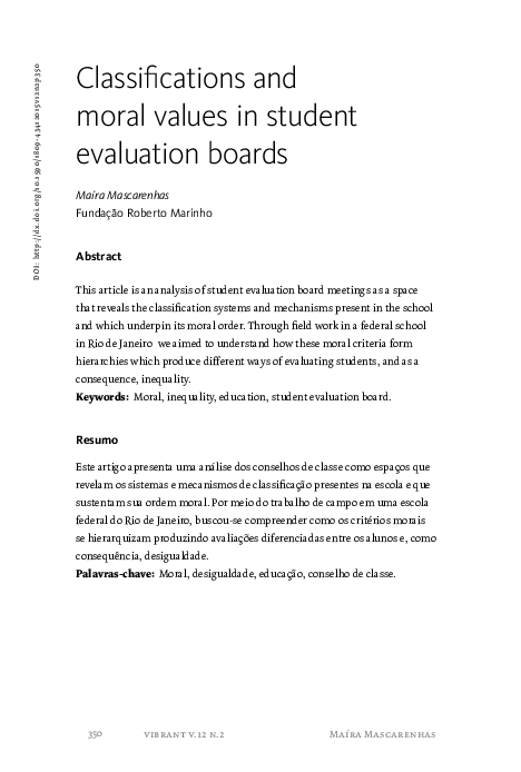 (PDF) Classifications and moral values in student evaluation boards