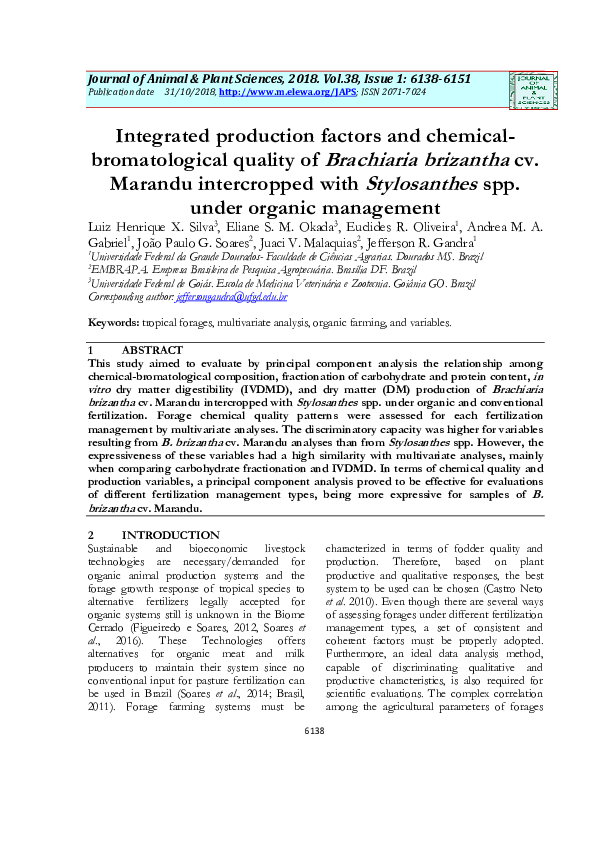 (PDF) Integrated production factors and chemical-bromatological quality ...