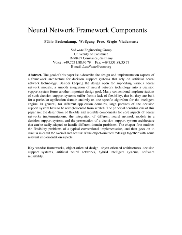 (PDF) Neural Network Framework Components