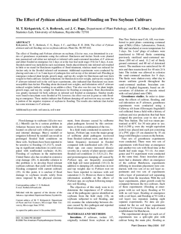 (PDF) The Effect of Pythium ultimum and Soil Flooding on Two Soybean ...
