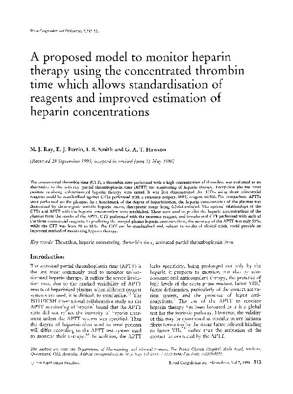 (PDF) A proposed model to monitor heparin therapy using the ...