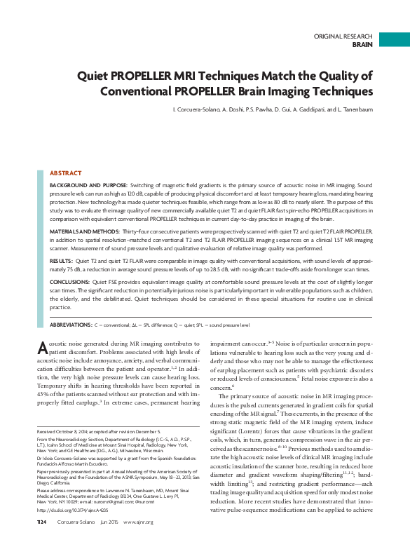 (PDF) Quiet PROPELLER MRI Techniques Match the Quality of Conventional ...