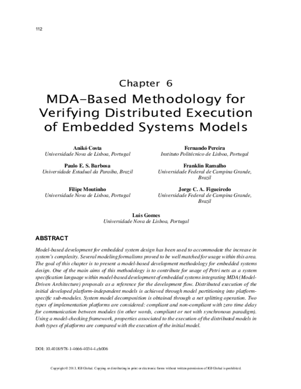Pdf Mda Based Methodology For Verifying Distributed Execution Of Embedded Systems Models