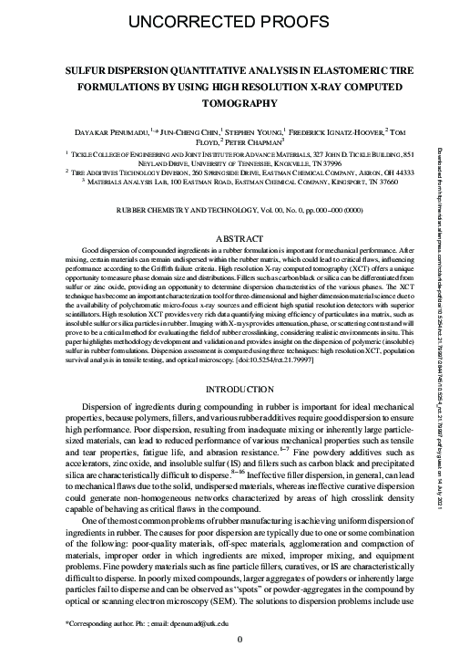 (PDF) Sulfur Dispersion Quantitative Analysis in Elastomeric Tire ...
