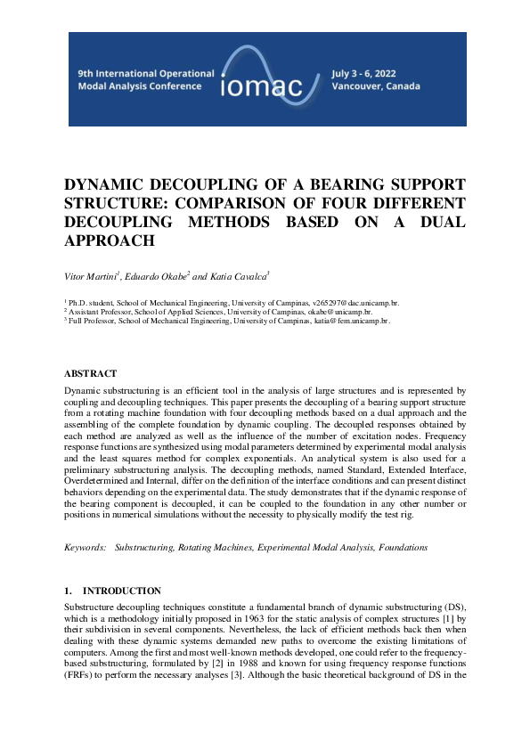 Pdf Dynamic Decoupling Of A Bearing Support Structure Comparison Of Four Different Decoupling