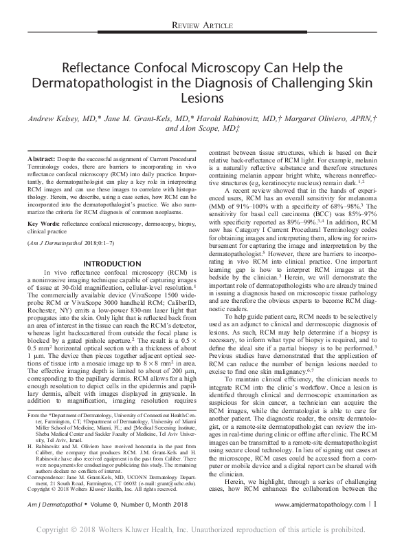 (PDF) Reflectance Confocal Microscopy Can Help the Dermatopathologist ...
