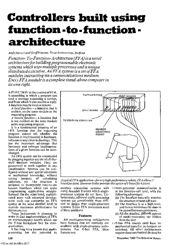 Pdf Controllers Built Using Function To Function Architecture